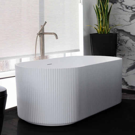 Agua Canada | Beatrice-60-mw 60’’ Matte White Freestanding Fluted Bathtub