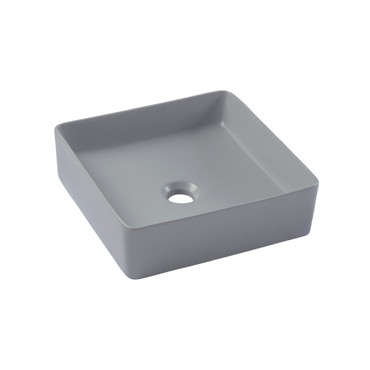 Agua Canada | Fiona-lg 14’’X14’’ Light Grey Square Porcelain Vessel Sink