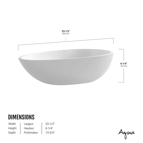Agua Canada | Foho 14’’X24’’X6'' Oval Solid Surface Vessel Sink
