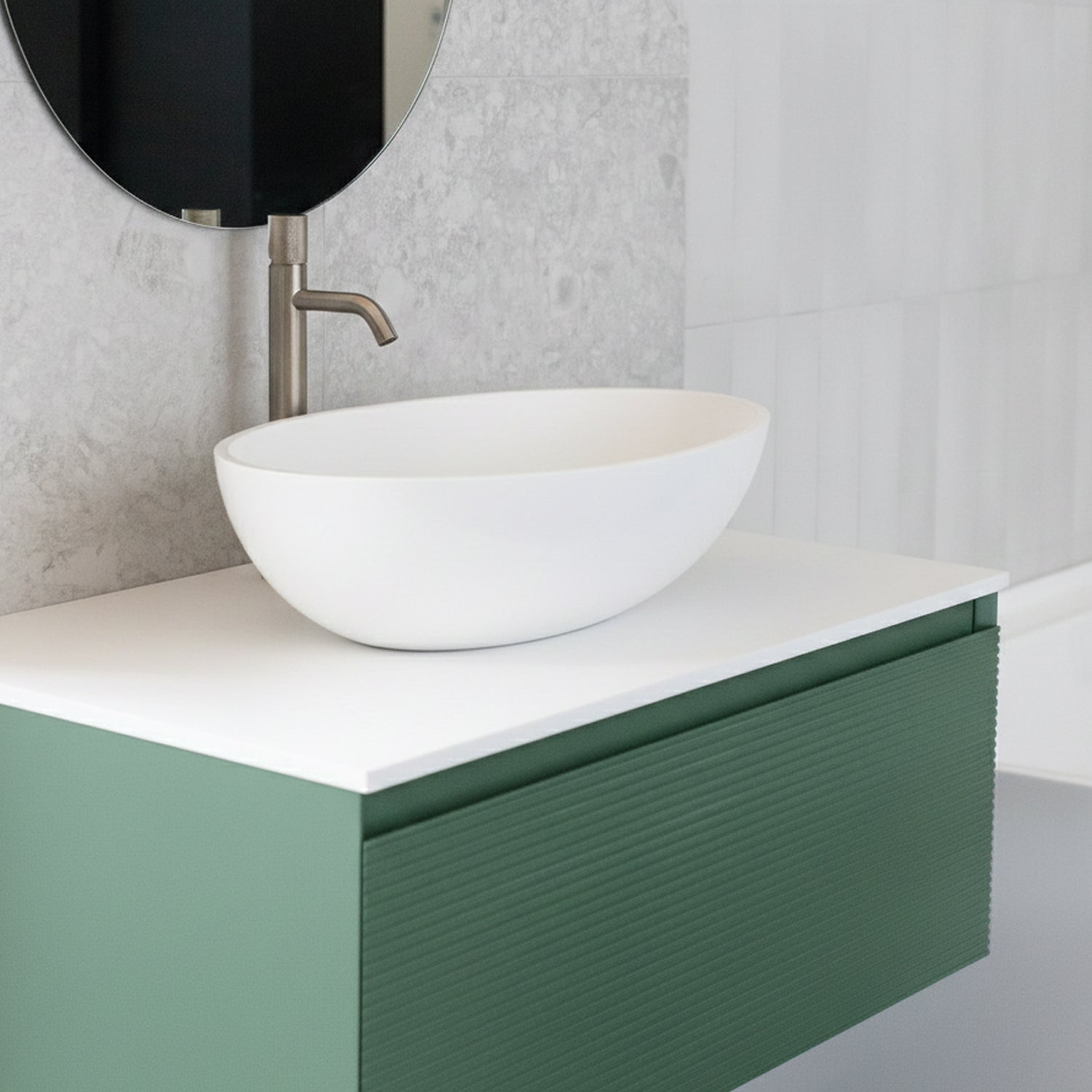 Agua Canada | Foho 14’’X24’’X6'' Oval Solid Surface Vessel Sink