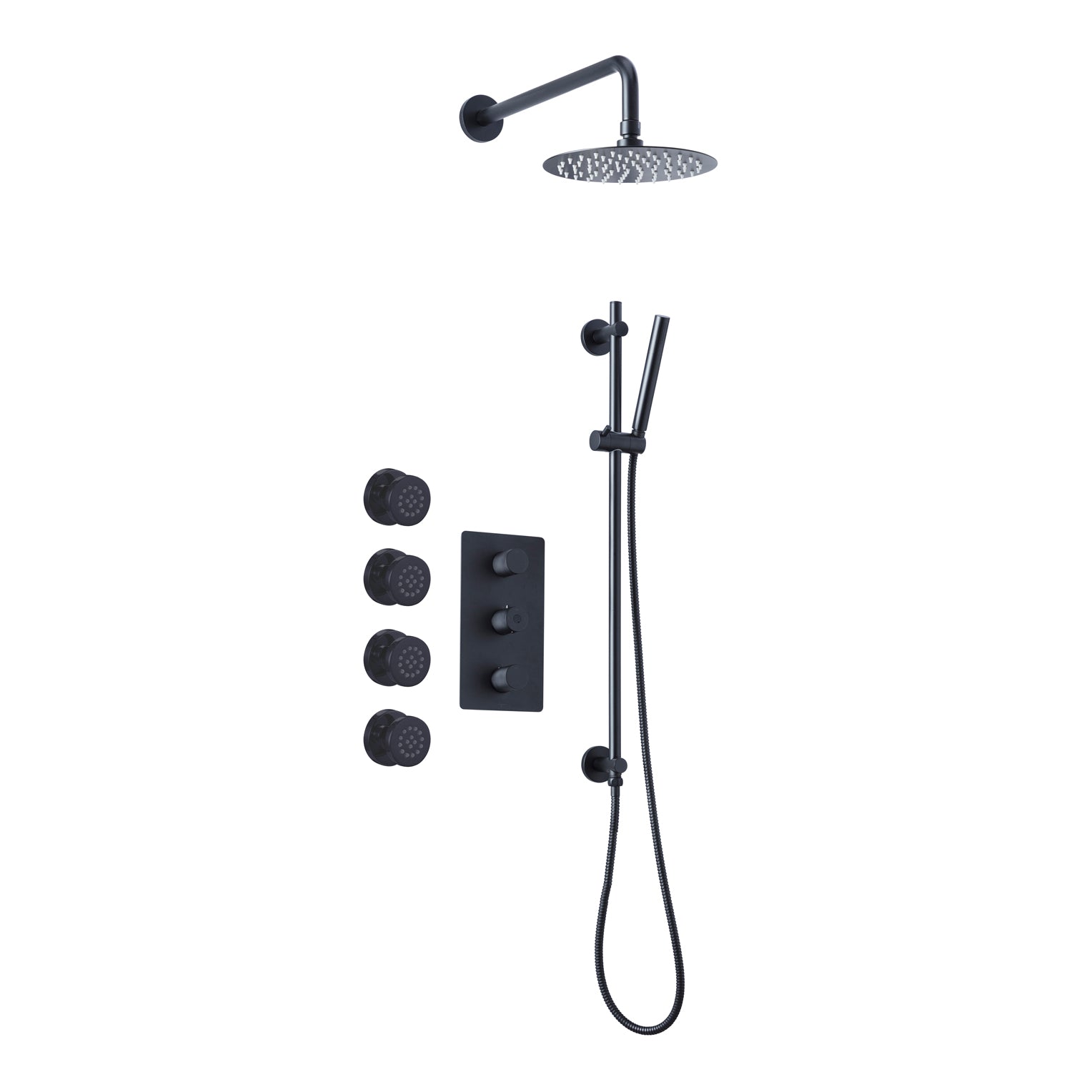 Thermostatic Shower Set Including Shower Head, Handshower On Rail And ...