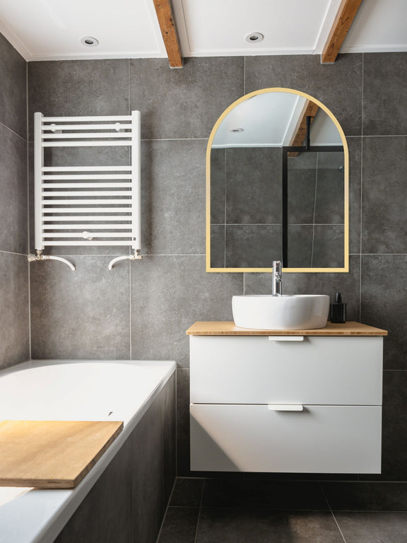 Agua Canada | Odile-36-gd 24″X36″ Brushed Brass (Gold) Framed Arch Mirror